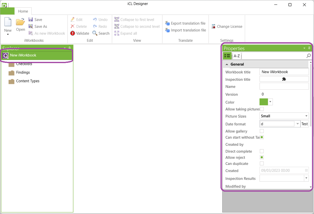 Erstellung einer einfachen Arbeitsmappe | iCL Documentation